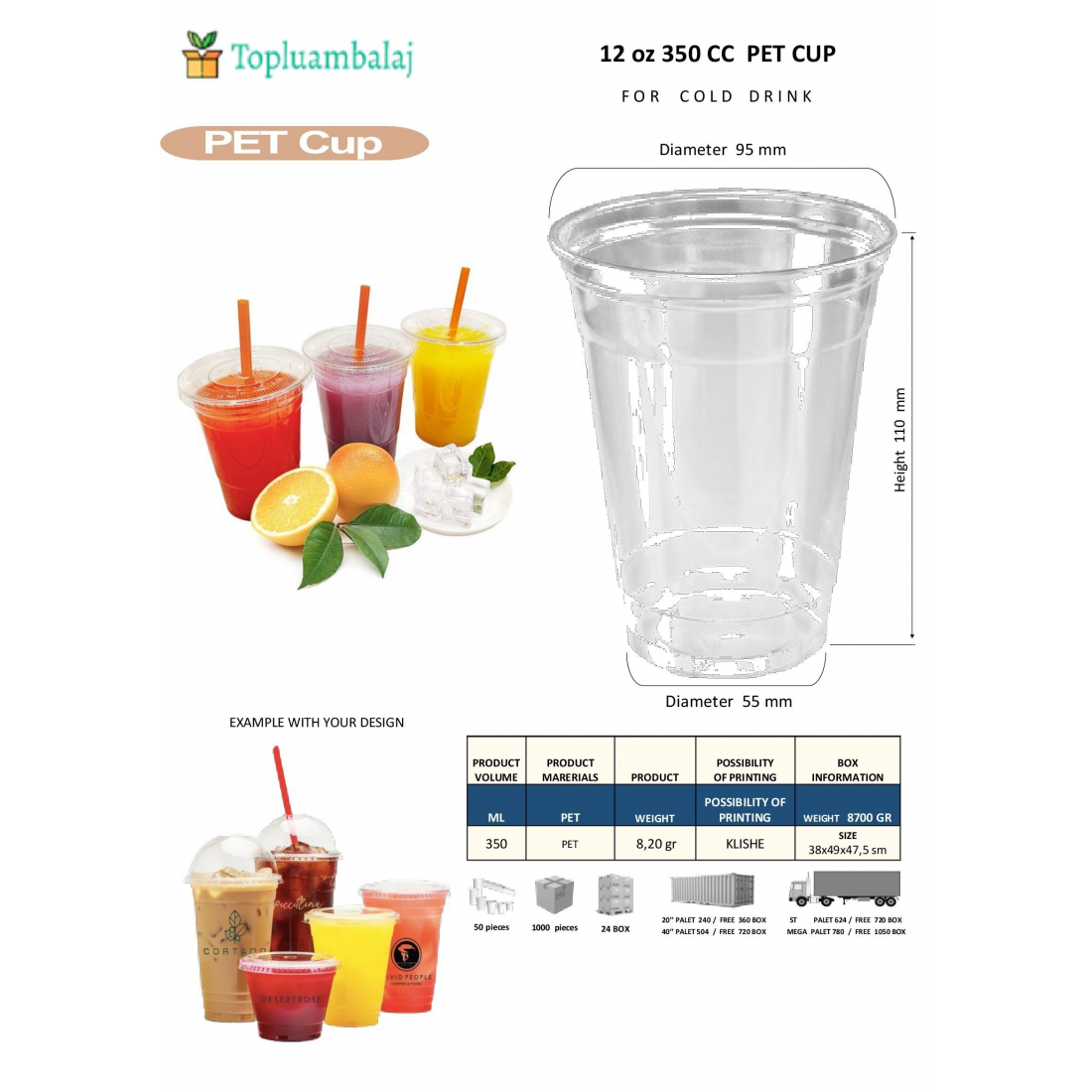 12 oz 350 CC PET CUP - OZELU57